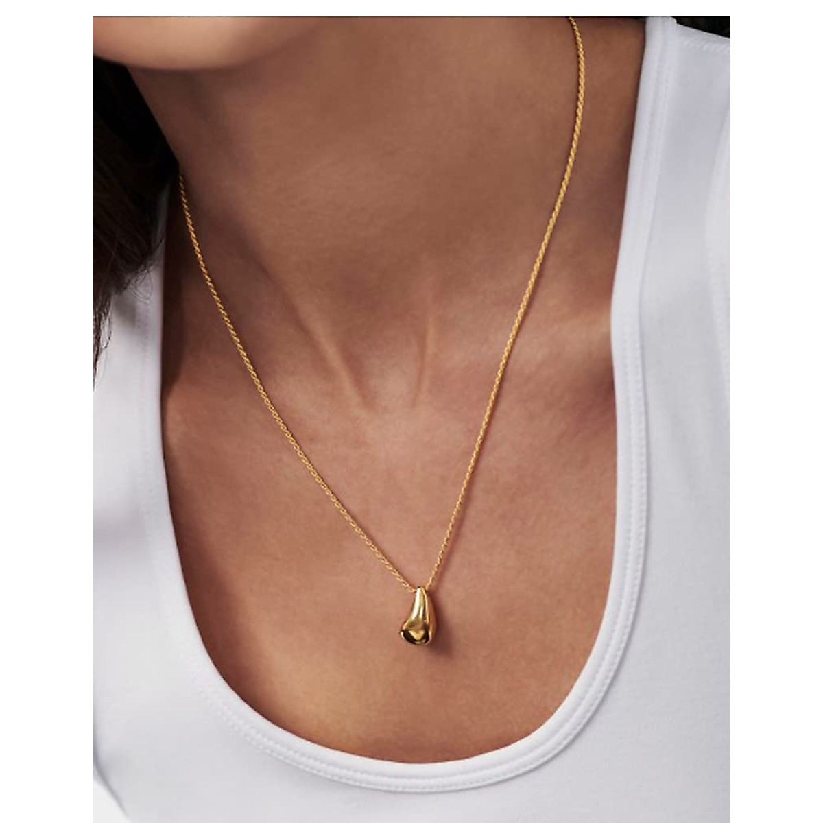 InzheG Long Gold Pendant Necklace Chain 14K Gold Plated Statement Simple Sweater Necklace Fashion Dainty Gold Necklace Chain Charms Rope Chain Thin Bohemian Italian Necklace for Women