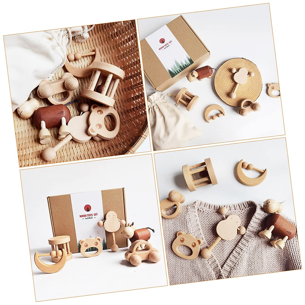 Kisangel 24 Pcs Newborn Baby Hand Bell Toddler Hand Rattle Hand Rattle Toy Lovely Rattle Wooden Hand Rattle Toddler Toy Baby Plaything Musical Instrument Baby Hand Rattle Baby Toy