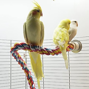 Bird Rope Perches, Colorful Cotton Parrot Toys Comfy Perch for Rope Bungee Bird Toy for Parakeets, Cockatiels, Conures, Lovebirds, Budgie (Large)