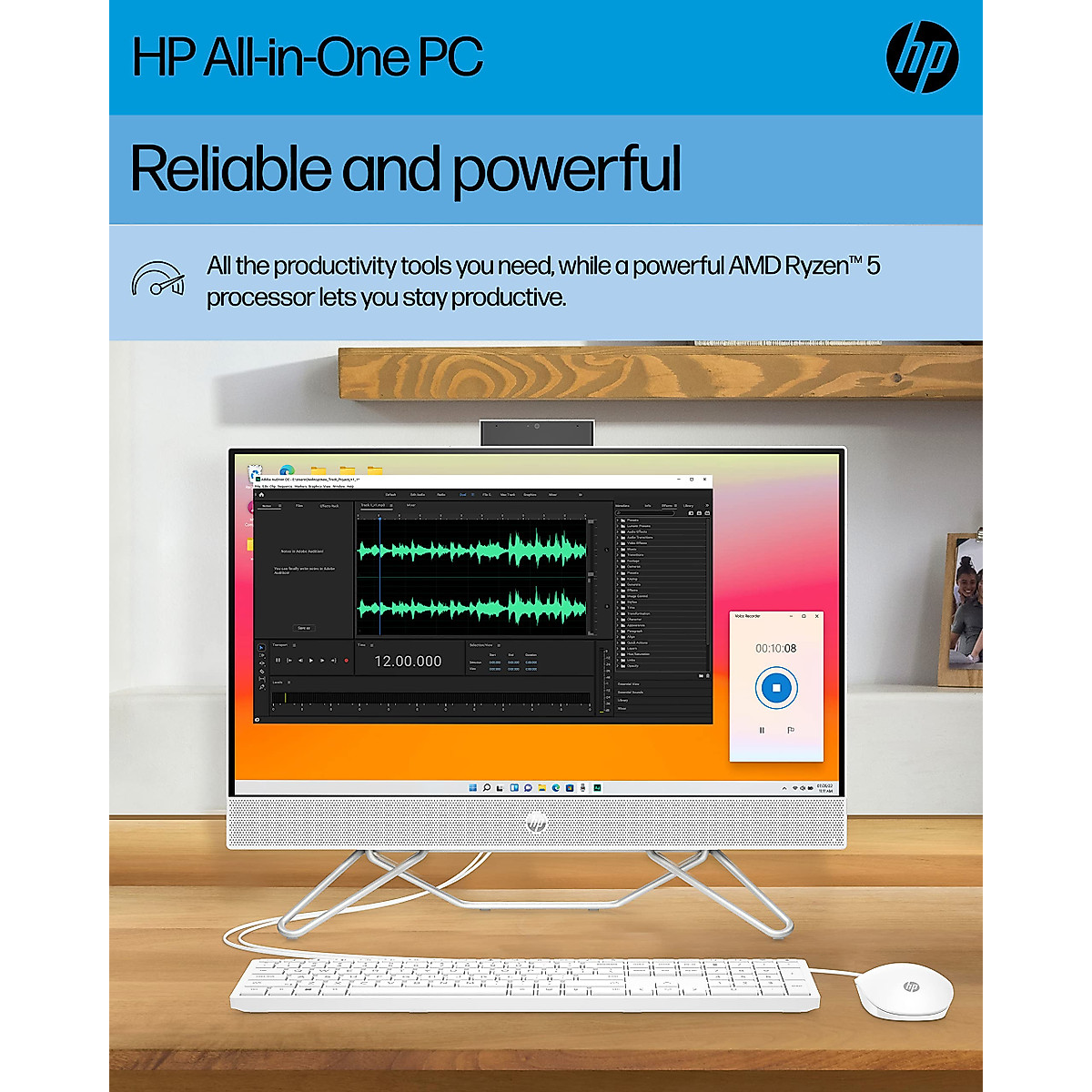 HP All-in-One Bundle PC, AMD Ryzen Processor, Radeon Graphics, 8 GB RAM, 512 GB SSD, FHD IPS Touchscreen Display, Windows 11 Home OS, Dual Computer Speakers, Wi-Fi & Bluetooth (24-cb1140, 2022)