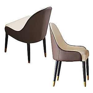 Set of 2 Dining Chairs - Ergonomic PU-Leather Chairs with Solid Wood Metal Legs & Backrest, Morden Desk Chair for Living Room, Dining Room (Brown)