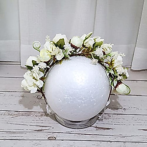 Funsveta Baby Girls Flower Crown Flower Girl Headpiece boho Little Wreaths for Weddings, Family photography (Flower White)