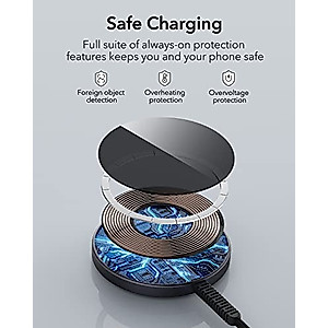 ESR Magnetic Travel Wireless Charging Pad, Portable Charger, Compatible with MagSafe Charger for iPhone 14/14 Plus/14 Pro/14 Pro Max/13/12 Series, Strong Magnetic Lock, Reinforced Braided Nylon Cable