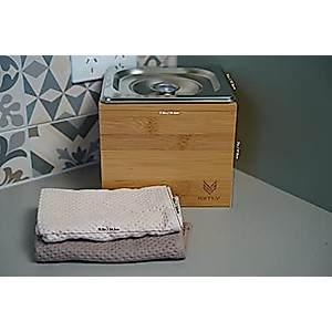 KIITLY | Countertop Compost Bin for Kitchen - Indoor Composter with Lid | Smell Proof, Odorless, and Stainless Steel Food Scrap Container with Wood Box (Bamboo, Small)