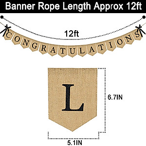 Congratulations Burlap Banner - 2024 Graduation Party Decorations - Rustic Congratulations Banner for Graduation Wedding Anniversary Retirement Birthday Party Supplies - 2024 Grad Decorations