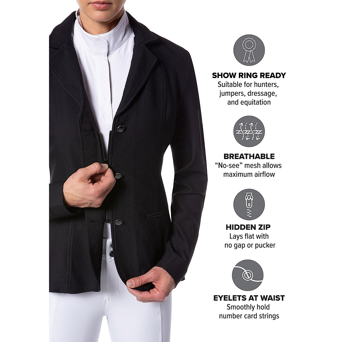 Kerrits Affinity Aero Show Coat Black Size: S