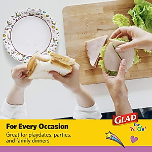 Glad for Kids Unicorn Paper Plates - Heavy Duty Disposable Party Plates, Colorful Design for Birthday Parties, Zoo Pals, Kids Paper Plates Bulk, Pack of 20, 8.5 Inch