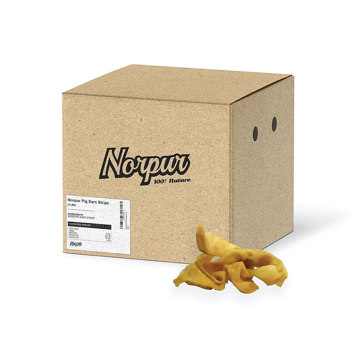 Norpur Natural Pig Ear Strips for Dogs, 5 lb. Box, Oven Baked Pork Training Treats for Small to Medium Breeds, Soft and Fully Digestible, Supports Joint, Dental, and Coat Health, Made in Canada