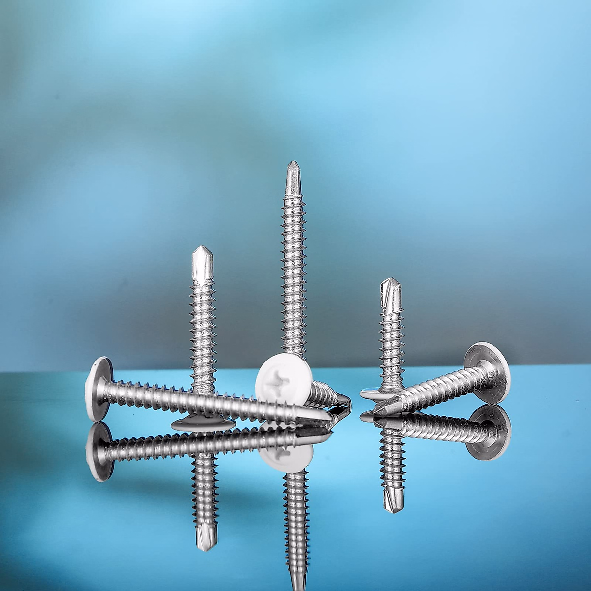 Peryiter White Screws Self Tapping Screws for Metal White Thread Truss Head Screws 8 Fast Self Drilling Screw Sheet Metal Screws for Wire Lath to Metal Studs, Wood Work Screw, 4 Sizes (160 Pcs)