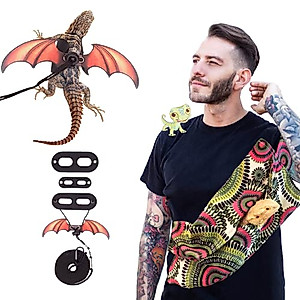 Dragon Leash Harness plus bacakpack,Bearded Dragon Lizard Leash Harness-Bearded Dragon Carrier with Straps Adjustable Reptile Soft Lizard Sling for Bearded Dragon Lizard Reptiles (white and dark blue)