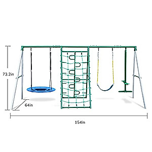 Hapfan Swing Sets for Backyard with Saucer Swing,Belt Swing,Glider,Climbing Rope,Climbing Ladder
