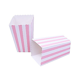 Popcorn Containers 48pcs Popcorn Box Stripe Poorn Favors Paper Birthday Supplies Wedding Food Striped Party Shower Containers Disposable Decoration Baby Candy Popcorn Cups