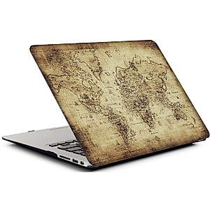 AMCJJ Compatible with MacBook Air 13 Inch Case 2021 2020 Release A2337 M1/A2179 with Retina & Touch ID, Shiny Plastic Hard Shell Case & Keyboard Cover, World Map