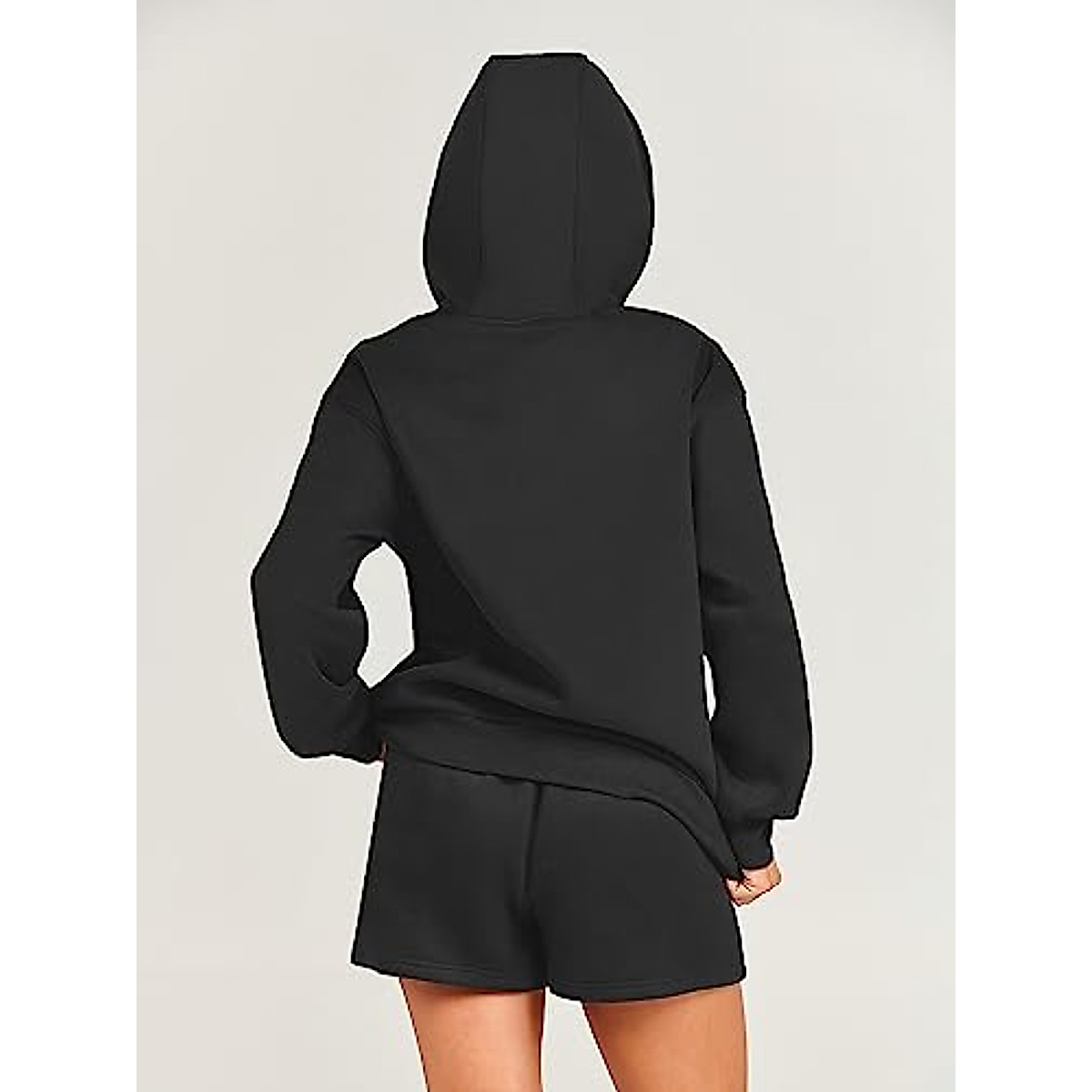 ANRABESS Women 2 Piece Outfits Sweatsuit Set 2023 Fall Two Piece Short Sweat Set Oversized Hoodie Sweatshirt Casual Tracksuit Casual Lounge Matching Set 1048heise-M