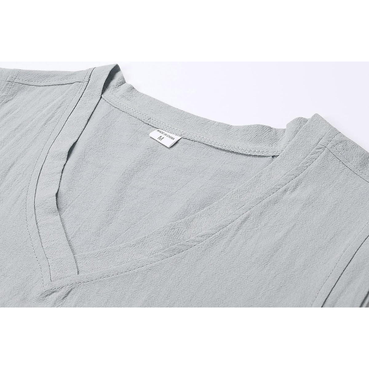 utcoco Men's Cotton Linen Tank Top Solid Color V-Neck Cut Off Tee Summer Beach Sleeveless Shirts for Men (L, Light Grey)