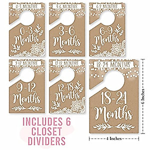 6 Hanger Dividers Baby Closet Size Dividers - Rustic Baby Closet Dividers, Baby Closet Organizer For Nursery Organization, Baby Essentials For Newborn Essentials, Nursery Closet Dividers Girl or Boy