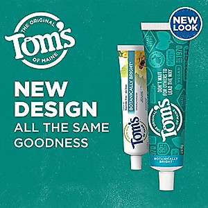Tom's of Maine Natural Fluoride-Free SLS-Free Botanically Bright Toothpaste, Peppermint, 4.7 oz. 3-Pack (Packaging May Vary)