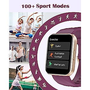 RUIMEN Smart Watches for Women Men (Answer/Make Calls) Compatible with iPhone/Android Phones, 2023 Ver. 1.85" HD Screen Fitness Tracker Heart Rate Monitor 100+ Sports Tracker Watch Waterproof (Purple)