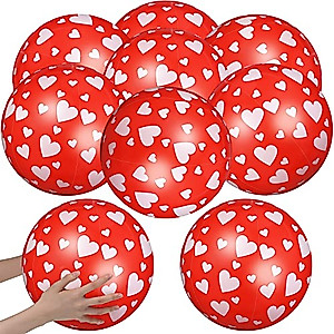 Jerify 9 Pieces Red Beach Ball 12 Inch Heart Beach Balls Pool Toys Inflatable PVC Ball Swimming Pool Balls Pool and Water Games Summer Beach Pool Party Supplies