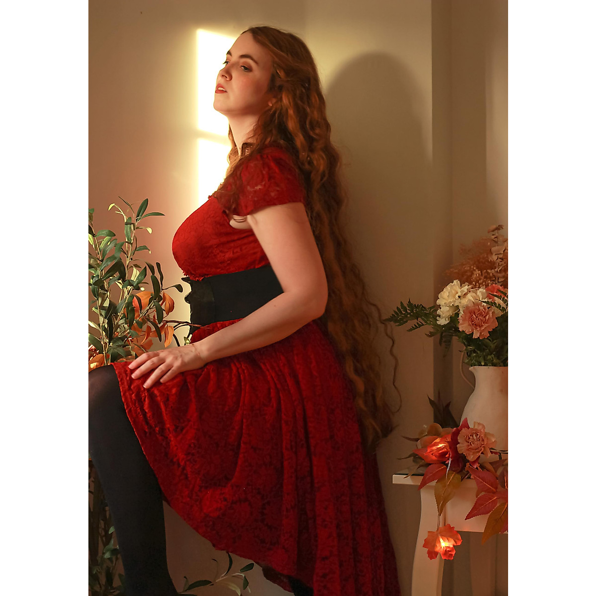 GRACE KARIN Women's Elastic Wide Band Tied Waspie Corset Waist Cincher Belt Black L