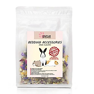 ENFUR Hamster Bedding Habitat Decor Accessories 100G – 100% Natural Odor Control Edible Dried Flowers for Hamsters Rabbit Chinchilla Guinea Pig Small Pets (Dried Flowers), 30cm x 20cm x 8cm