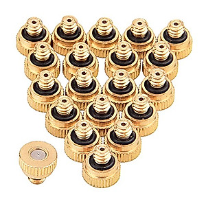 Sunmns 20 Pack Brass Misting Nozzles for Outdoor Cooling System and Dust Control, 0.012 Inch Hole (0.3 mm) 10/24 UNC
