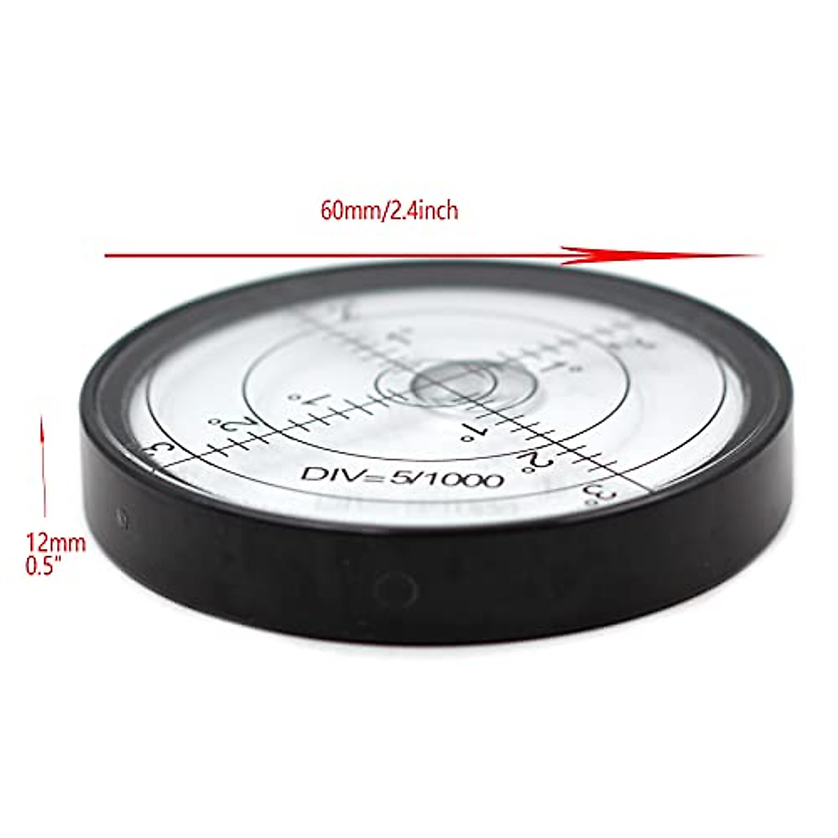 Chiloskit Aluminium Precision Spirit Bullseye Round Bubble Level Tool Rv Campers Leveling Circular Bubble Inclinometers for Surveying Instruments and Tribrachs, Ø2.4",Accuracy 15'/2