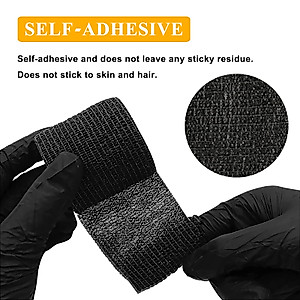 Tattoo Grip Tape - Ruicoo 4pcs Tattoo Grip Wrap Cover Disposable Tape Self-adhesive Bandage 2"x 5 Yards Black Tattoo Grip Tape for Tattoo Machine Grip