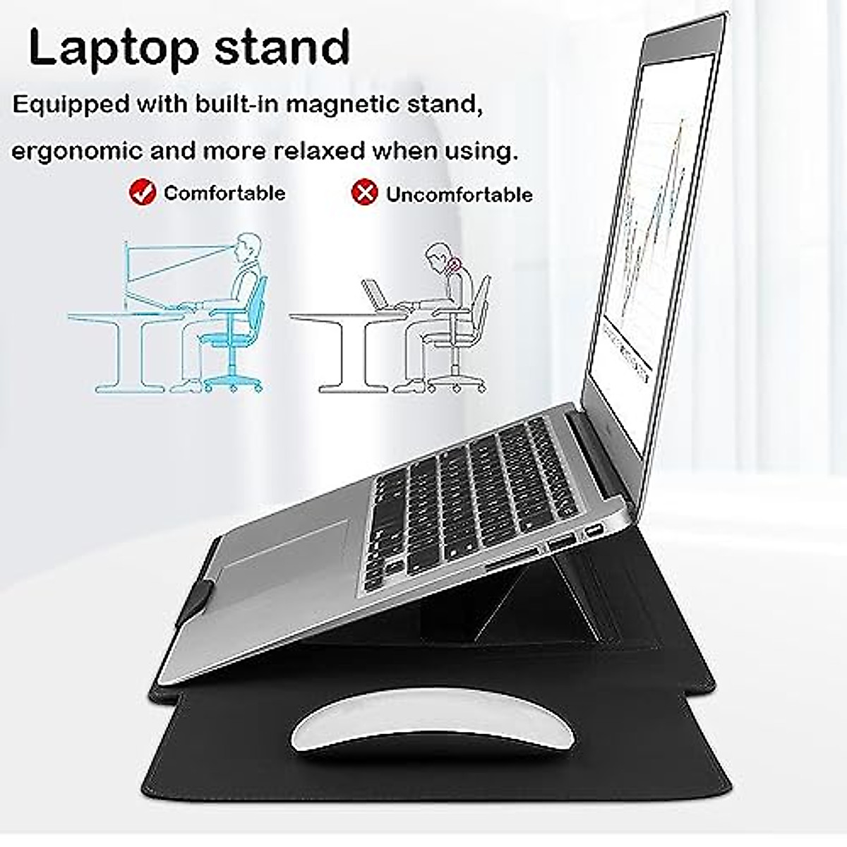 CREATOR Laptop Sleeve Case with Mouse Pad & Foldable Stand Laptop Carrying Case Compatible with MacBook Pro 14 inch 2023-2021 A2779 M2 A2442 M1