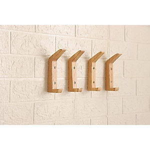 FamilleElement Coat Hooks, Wall Hooks for Hanging, Set of 4 Pure Wood Clothes Hooks, Wall Coat Hooks, Hooks for Hanging Coats, Hanging Bathroom Towels Clothes Hanger