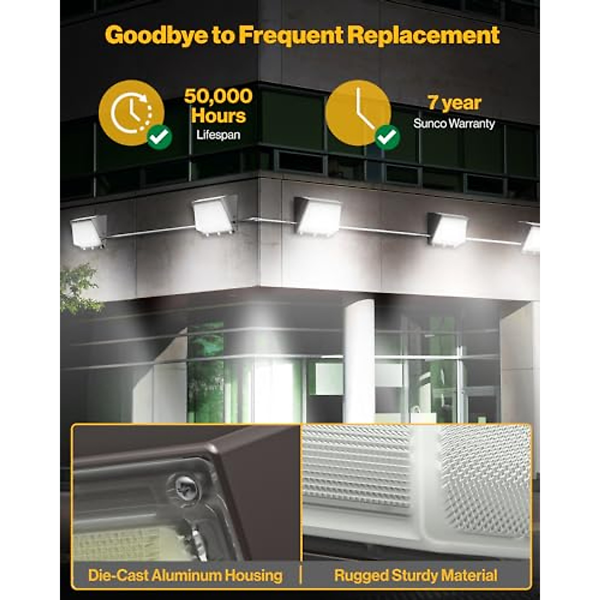 Sunco 120W LED Wall Pack Outdoor Dusk to Dawn Photocell Sensor Industrial Dimmable Waterproof Commercial Grade Security Warehouse Parking Lot, 5000K Daylight, 16200 Lumen, AC120-277V