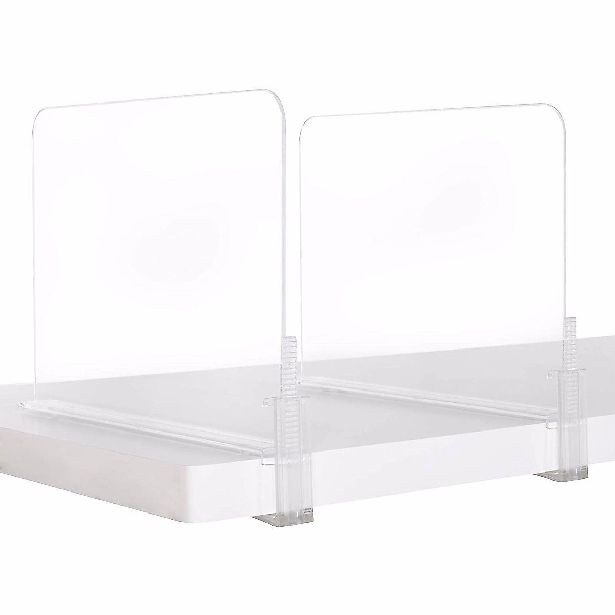 Richards Homewares Acrylic Shelf dividers 2 Pack- Closet Organizer and Storage for Purses, Sweaters, Clothes or Books - Clear Separators for Bedroom Kitchen Cabinets or Office Shelves
