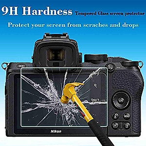 ULBTER Z50 Screen Protector for Nikon Z 50 Z50 Mirrorless Digital Camera & Hot Shoe Cover, 0.3mm 9H Hardness Tempered Glass Saver Anti-Scrach Anti-Fingerprint Anti-Bubble Anti-Dust [2+3Pack]