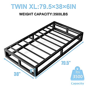 Bilily 6 Inch Twin XL Bed Frame with Steel Slat Support, Low Profile King Metal Platform Bed Frame Support Mattress Foundation, No Box Spring Needed/Easy Assembly/Noise Free