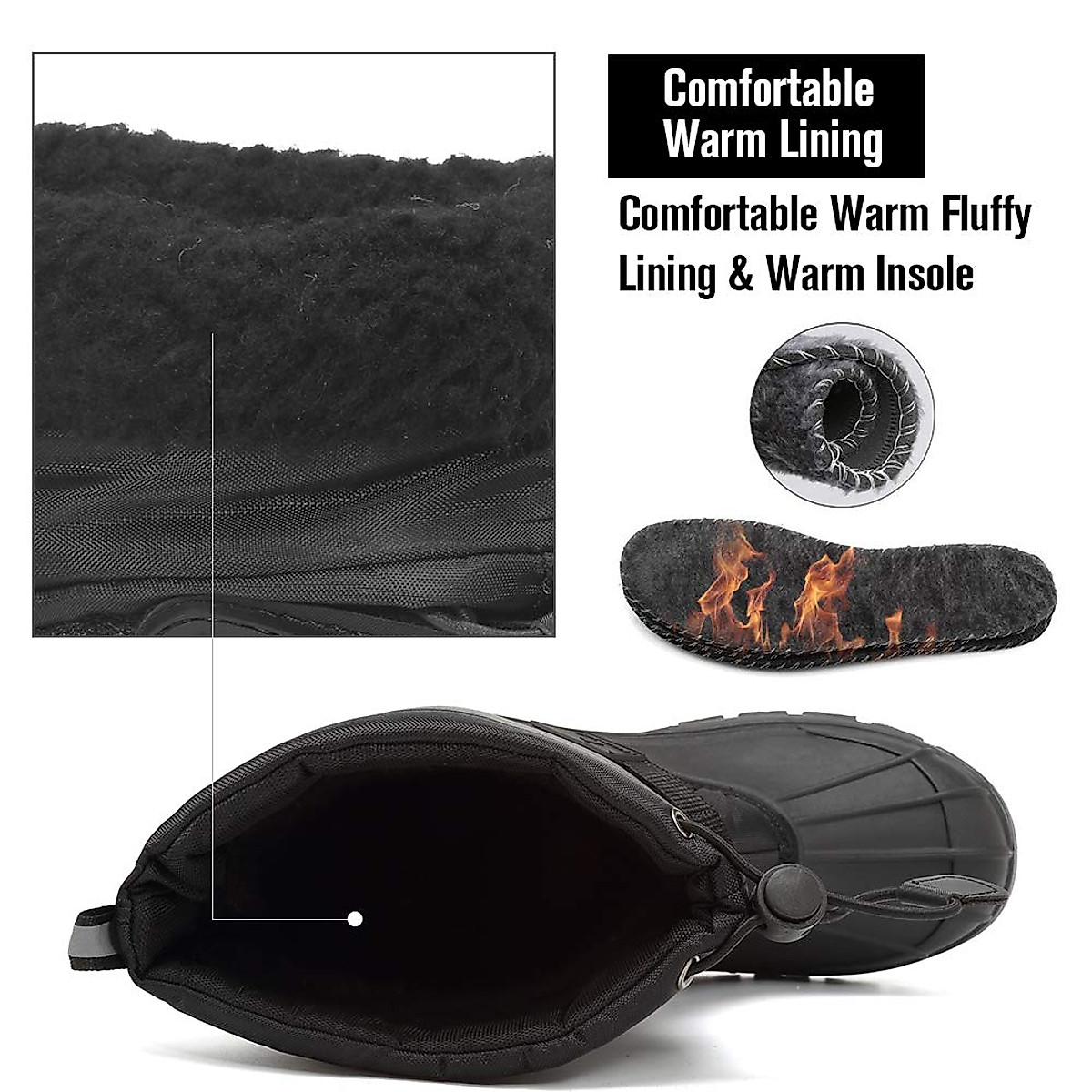 CIOR Kids Snow Boots for Boys Girls Toddler Winter Outdoor Boots Waterproof with Fur Lined(Toddler/Little Kids/Big Kid) TX1-Black-28