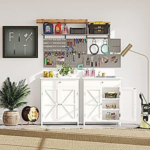 Irontar Bathroom Cabinet, Freestanding Bathroom Storage Cabinet with Drawer and Adjustable Shelf, Kitchen Cupboard, Floor Cabinet for Bathroom, Home Office, Entryway, White CWG008W