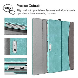 Fintie Case for 12.3 Inch Microsoft Surface Pro 7 Plus, Surface Pro 7, Surface Pro 6, Pro 5, Pro 4, Pro 3 - Portfolio Business Cover with Pocket, Compatible with Type Cover Keyboard, Turquoise