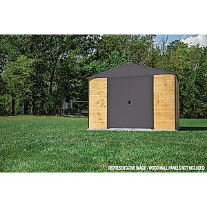 Arrow 10' x 8' Ironwood Galvanized Steel Hybrid Outdoor Shed Kit, Anthracite