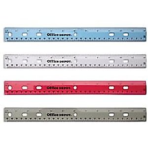 Office Depot(R) Brand Transparent Plastic Ruler For Binders, 12in., Assorted Colors (No Color Choice)