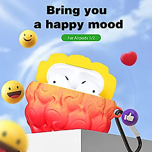 Gkv Silicone Case for Airpods 1/2 Design Fashion Unique 3D Cool Funny Cartoon Air Pods 1st/2nd Cover Cute Designer Stylish Shell Cases for Girls Boys Kids Teen for Airpods 1/2 (Red Yellow Fruit Food)