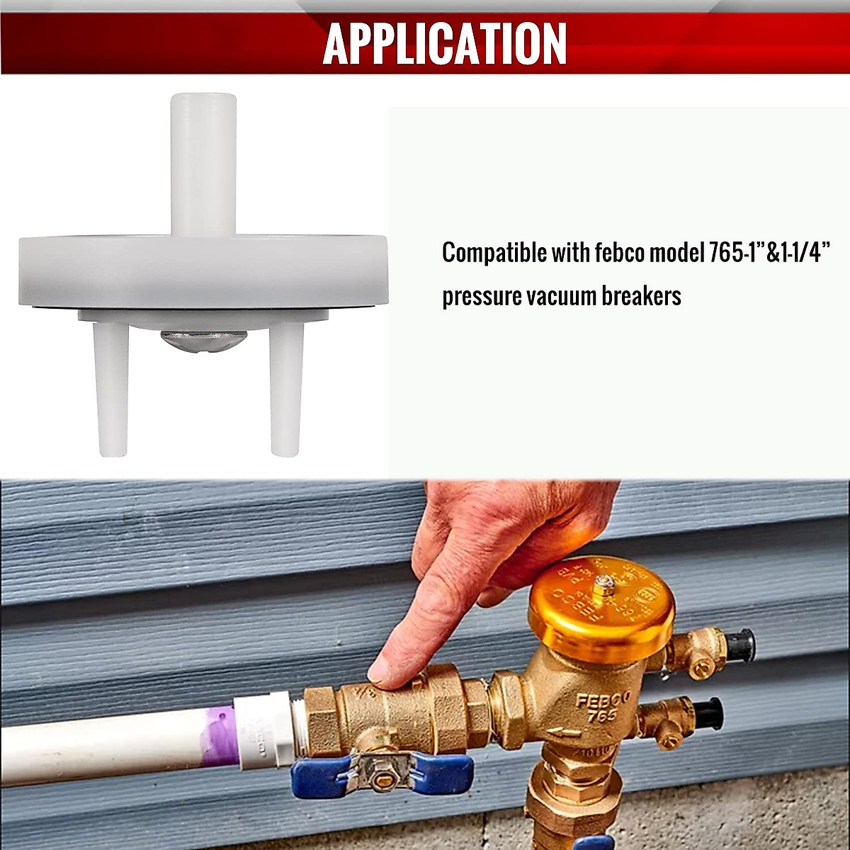 Bzsunway 905-052 765 Check Valve Assembly Febco 765 Repair Kit Replacement for Febco Model 765-1"&1-1/4" Pressure Vacuum Breakers, White