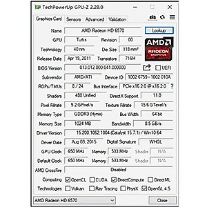 QTHREE Radeon HD 6570 Graphics Card,Dual HDMI,1GB,GDDR3,64-Bits,Low Profile Computer GPU,Desktop Video Card for PC Gaming,DirectX 11,PCI-Express 2.0 X16