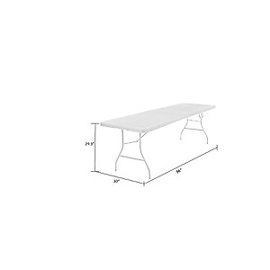 COSCO Deluxe 8 Foot x 30 inch Fold-in-Half Blow Molded Folding Table, Black & COSCO Vinyl Folding Chair, 4 Pack, Black