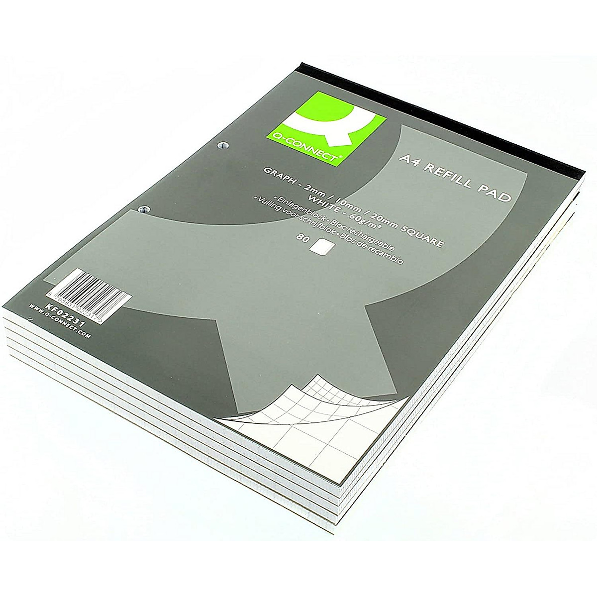 Q-Connect A4 Graph Refill Pad, 80 Leaf KF02231 - Pack of 10