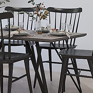 Merrick Lane Maya Rectangular Dining Table Faux Concrete Finish Kitchen Table with Retro Hairpin Legs