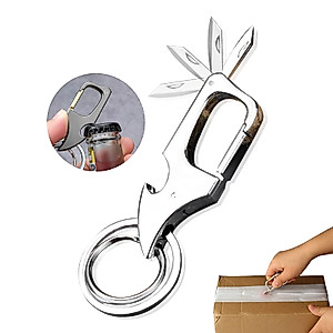 OHEMDI 1 Pack car Key Chain Bottle Opener Keychain and Package Opener Keychains for Men and Women(Black, 1)