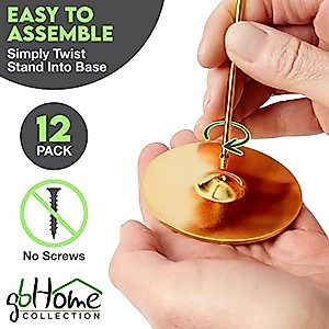 Gray Bunny 12 Pieces Gold Table Number Holders 12 Inches Tall Metal Place Card Holders for Photos, Food Signs, Memo Notes, Weddings, Restaurants, Birthdays