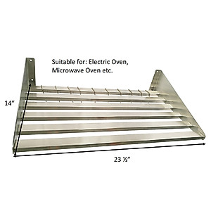 Mecete 304 Stainless Steel Standard Wall Shelf, Cookware Storage Organizer, Kitchen Wall Pot Pan Rack,With 6 Hooks, Capacity 200 lb (23.5" x 14") suitable for Electric Oven, Microwave oven