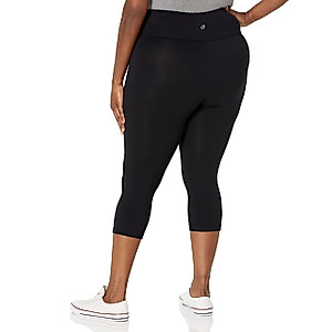 Spalding Women's High Waisted Essential Capri Legging, Updated Black, Large