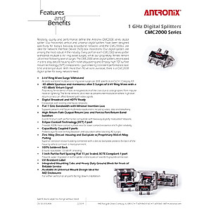 Antronix CMC2002H 2-Way- (5) Pack - Horizontal Splitter (2) -3.5db Ports 5-1002 MHz High Performance Profession Quality for Coax Cable TV & Internet Factory Sealed with Screws